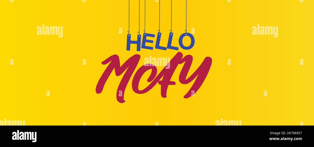 Hello may typography illustration with beautiful background Stock ...