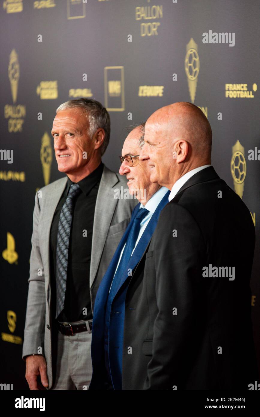 Didier Deschamps, Noel Le Graet and Guy Stephan during the red carpet ...