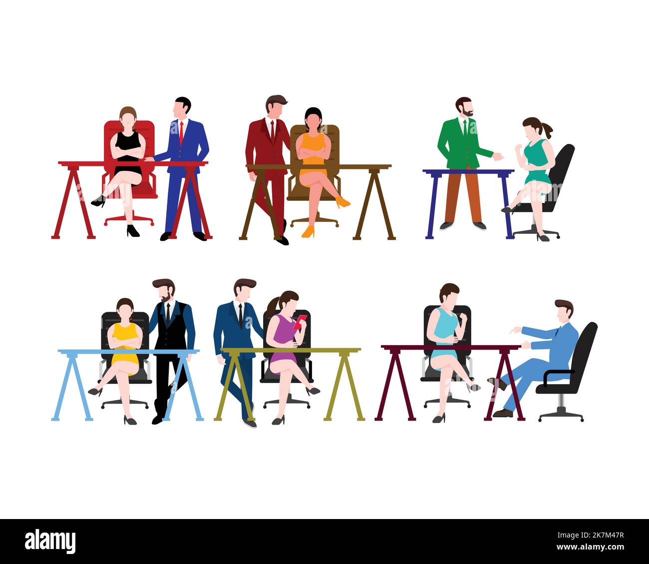 concept of business woman in different work places, collection of ...