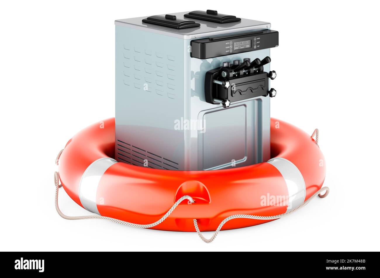 Commercial ice cream machine with lifebelt, 3D rendering isolated on white background Stock ...