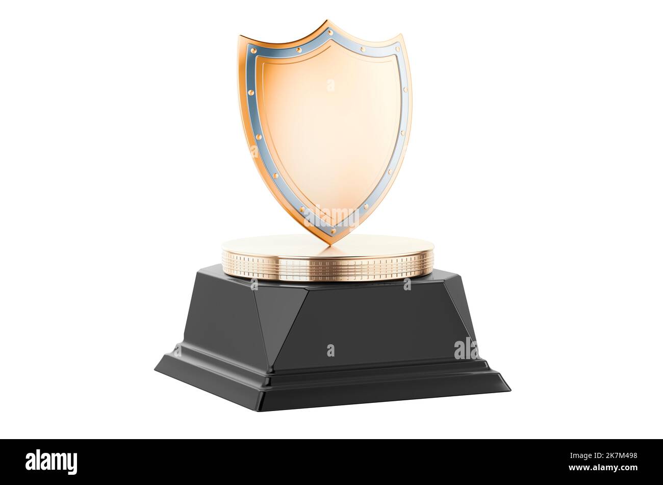 Shield golden award concept. 3D rendering isolated on white background ...