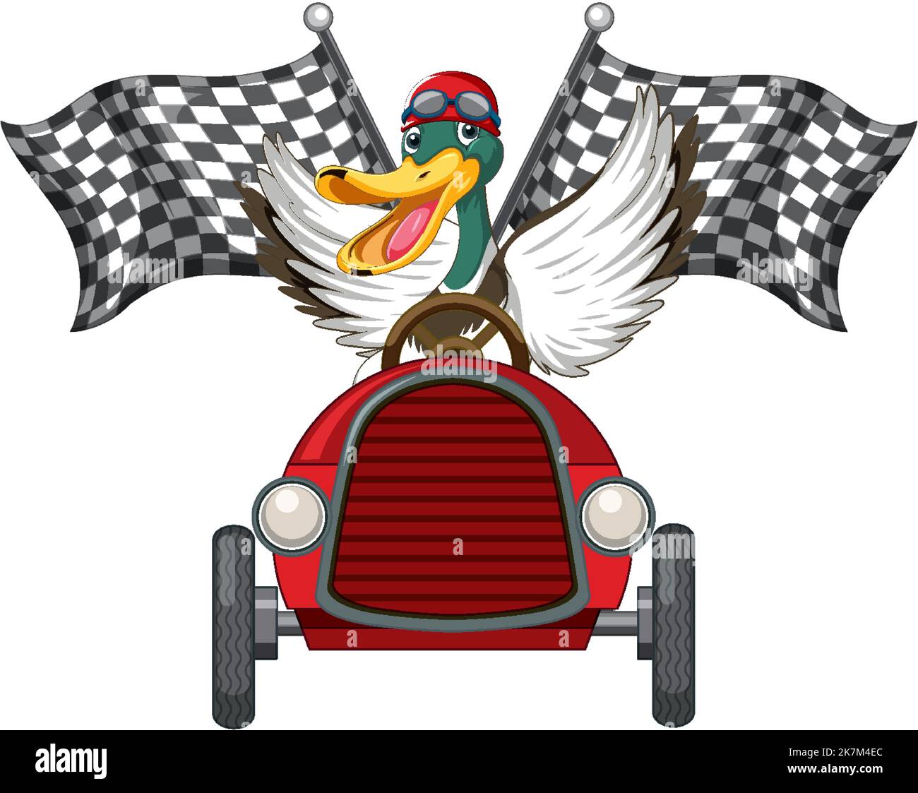 Soapbox derby with duck driving car illustration Stock Vector Image ...