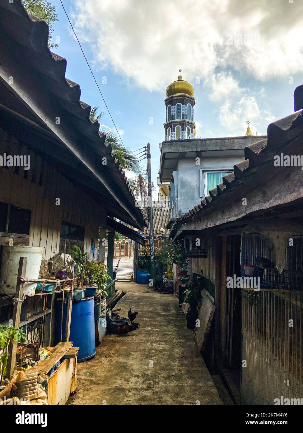 Aerial view of Ko Panyi or Koh Panyee muslim fishing village in Phang ...