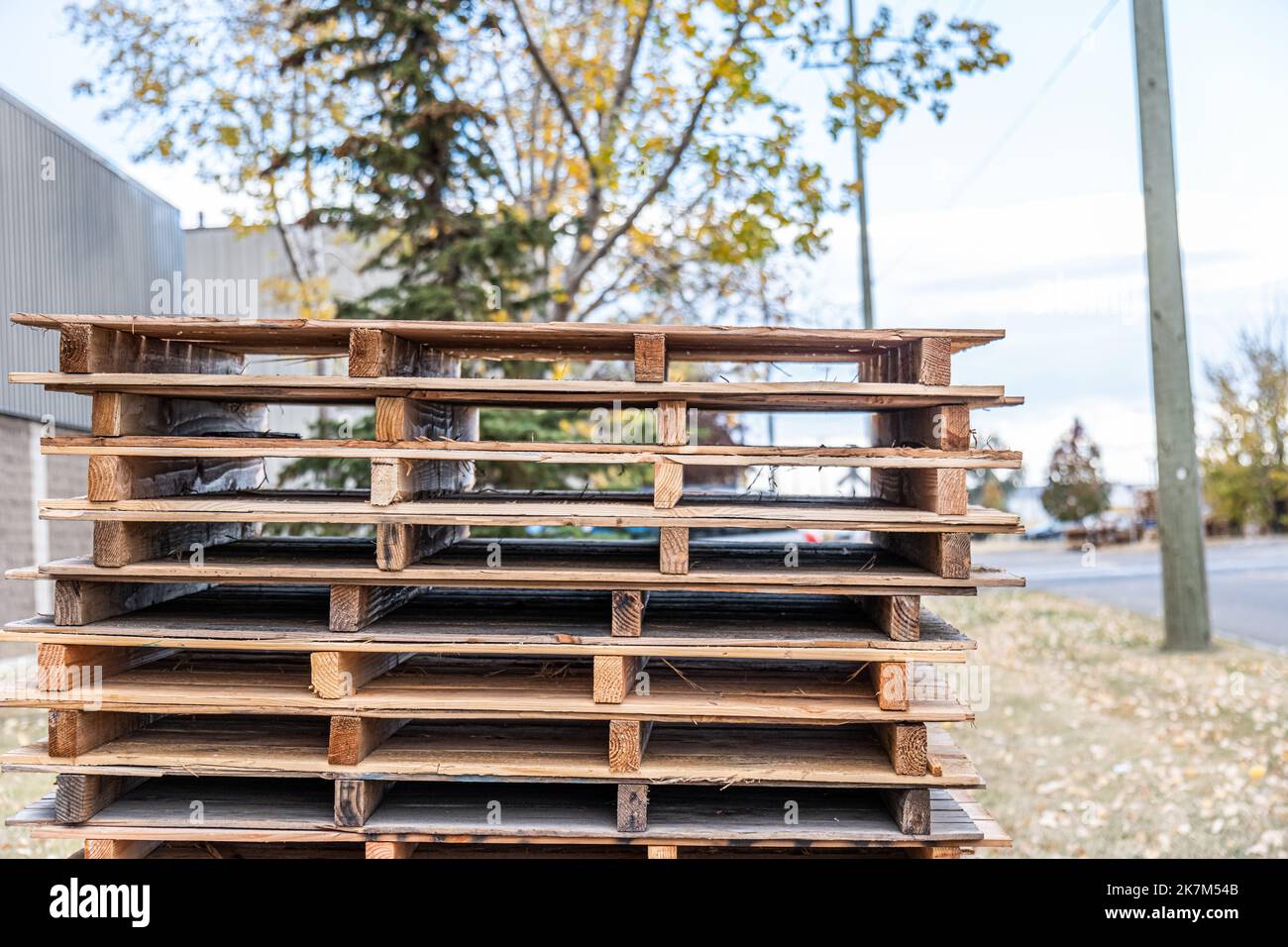 Wood Pallets at Factory ready for Shipping to Clients Stock Photo - Alamy
