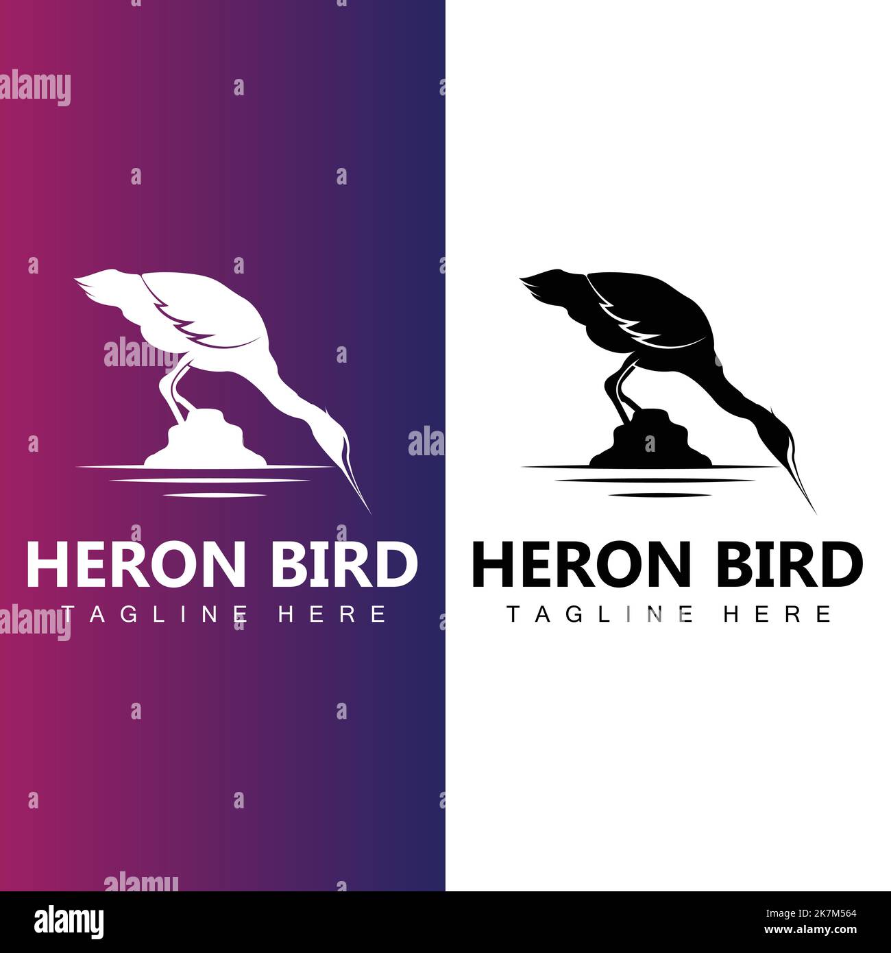 Bird Heron Stork Logo Design, Birds Heron Flying On The River Vector, Product Brand Illustration ...