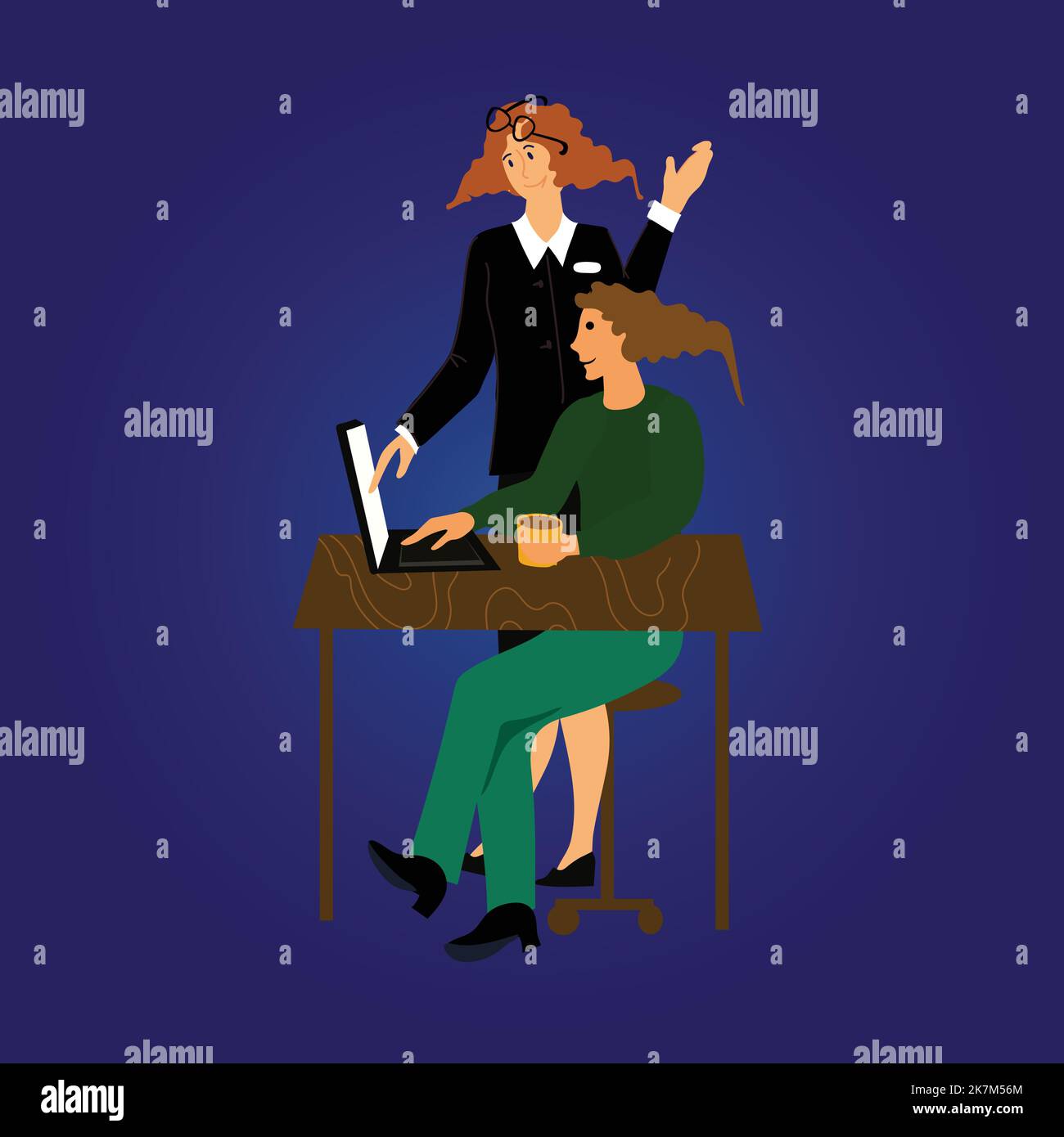 a woman discussing project with her woman boss in office. woman boss ...