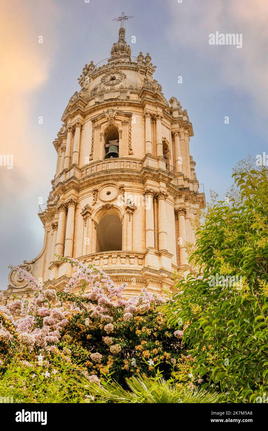 Modica, Italy: 09-21-2022: Colorful flowers and plants with the ...
