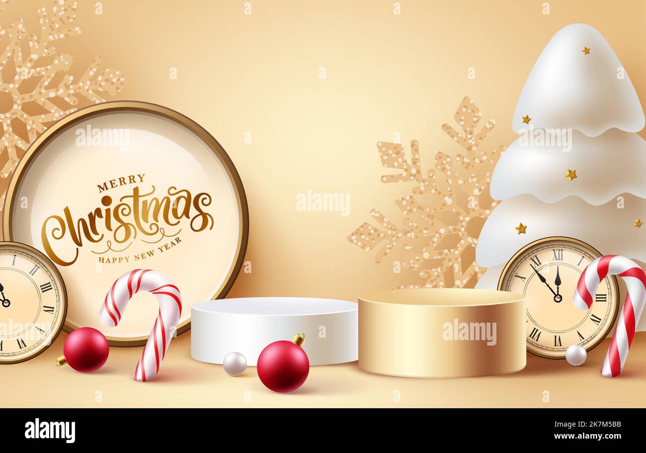 Christmas podium vector background design. Merry christmas and happy ...