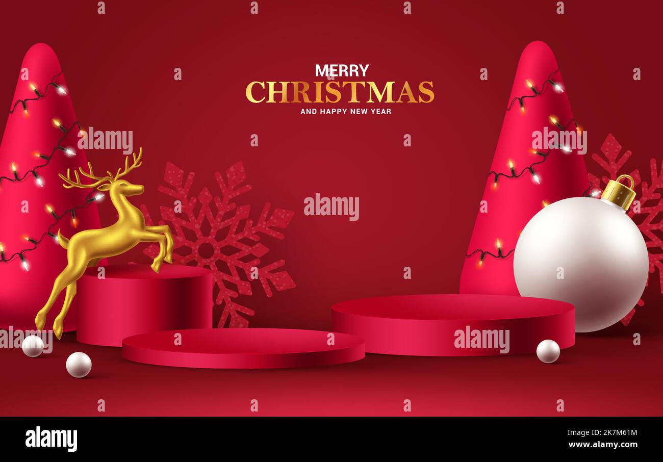 Christmas podium vector background design. Merry christmas greeting ...