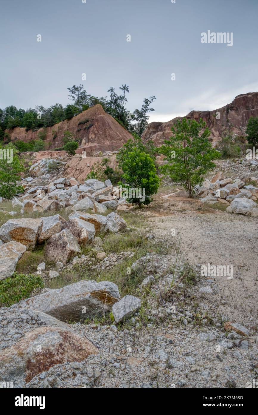 erosion scene around the quarry landscape area Stock Photo - Alamy