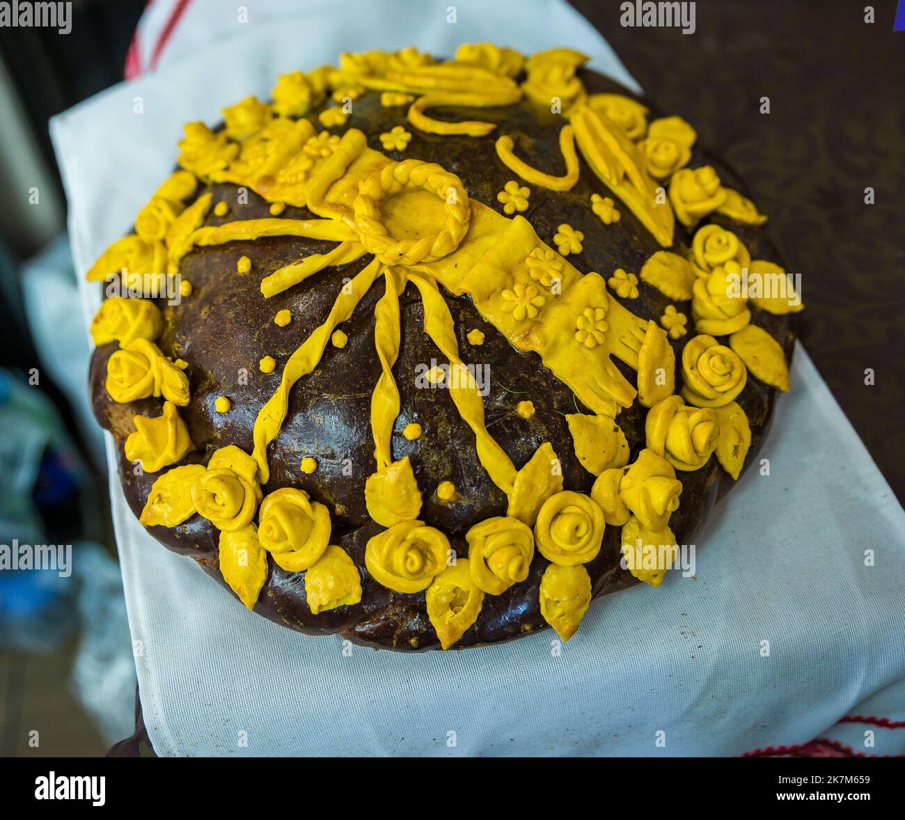 Wedding bread - loaf (cake). Wedding bread. A loaf is decorated with ...