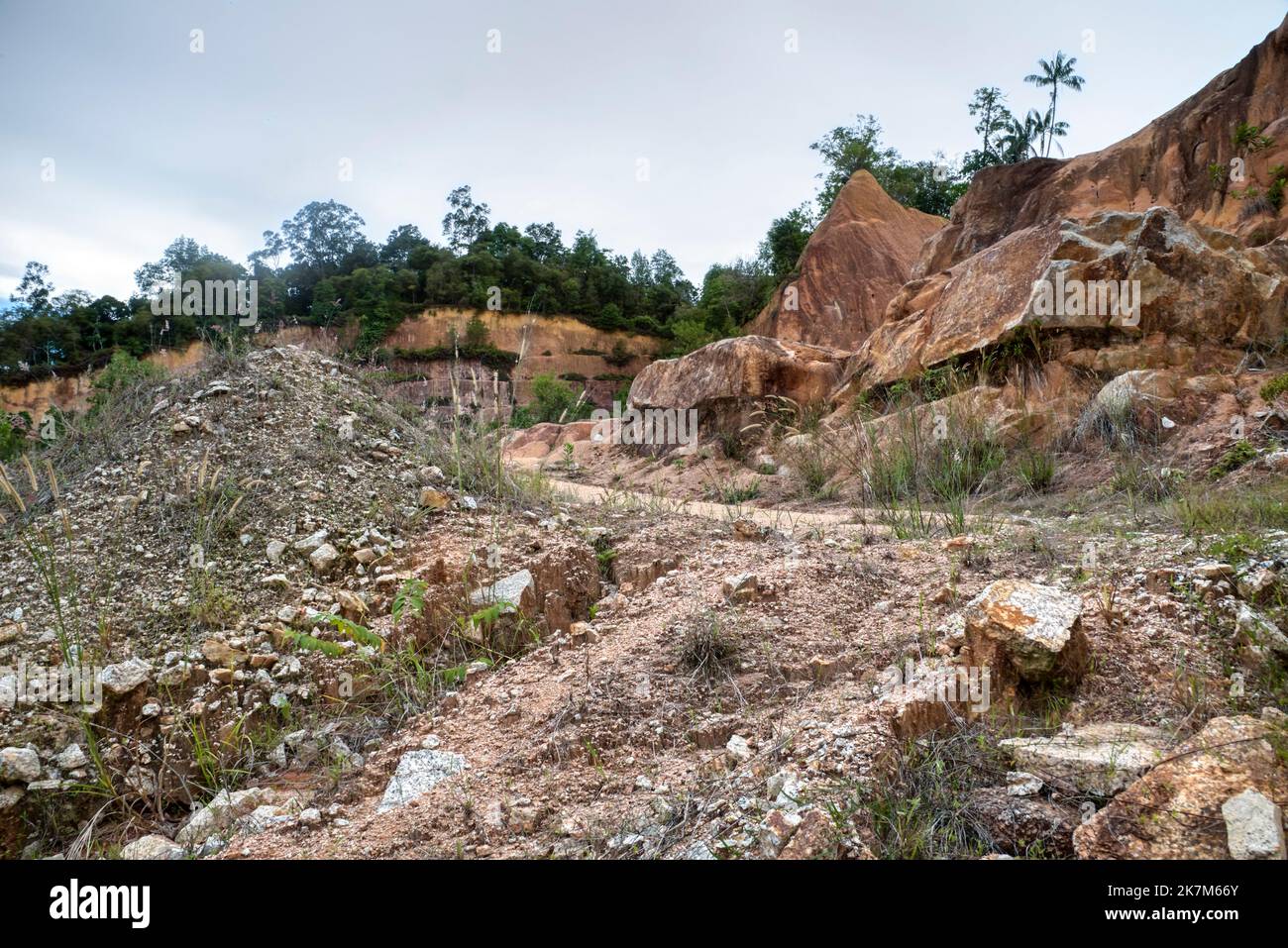 erosion scene around the quarry landscape area Stock Photo - Alamy