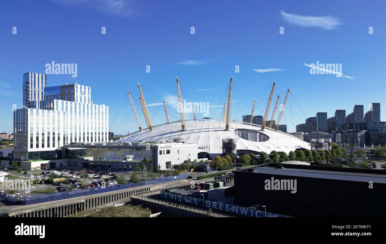 aerial view of the o2 arena on the greenwich peninsula in london Stock ...