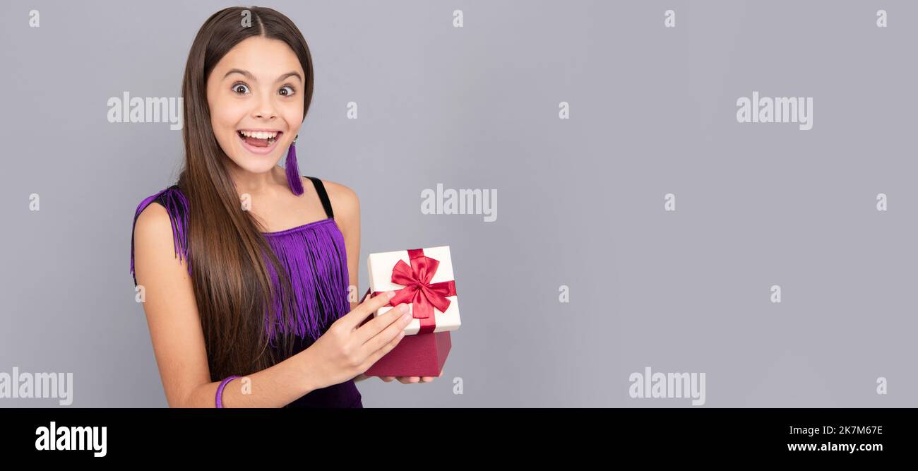 Coz everyone loves surprises. Surprised girl open present box. Being ...