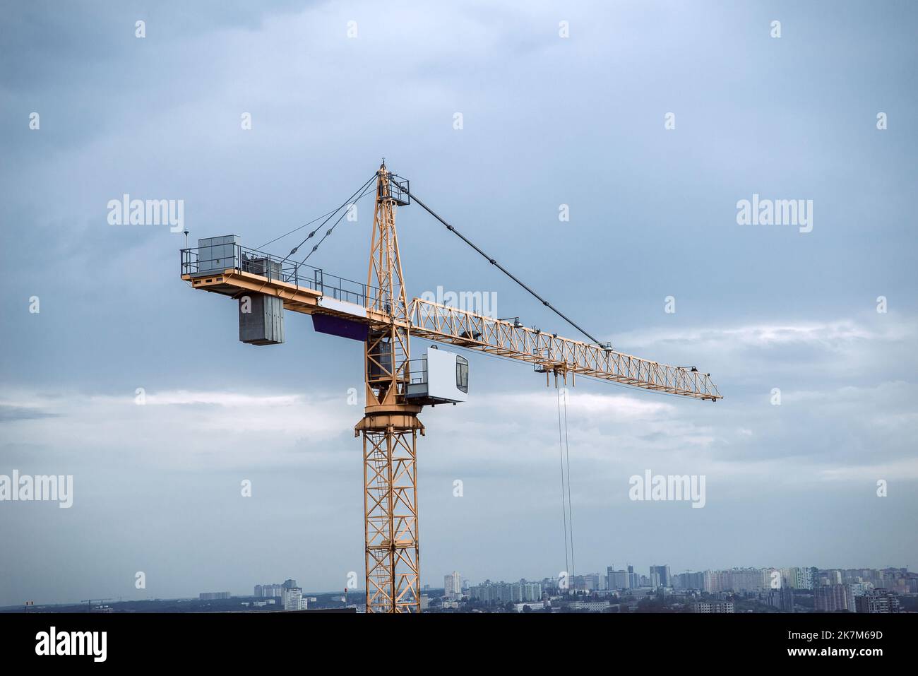 Cranes at construction site. Large construction site, cranes. Tower ...