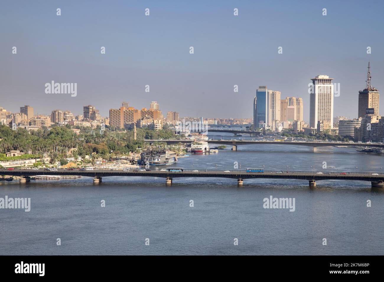 view of the river nile as it flows through the centre of cairo egypt ...