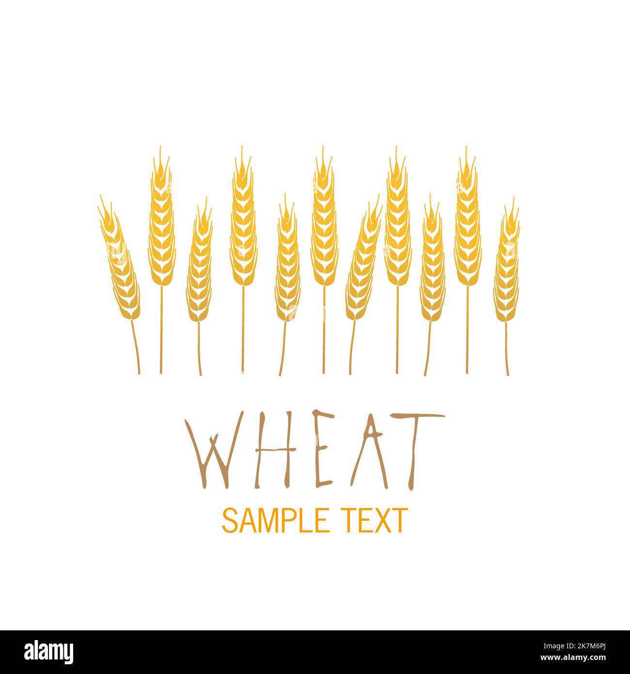 Stylized ears of wheat food or agriculture logo, handwritten sample ...