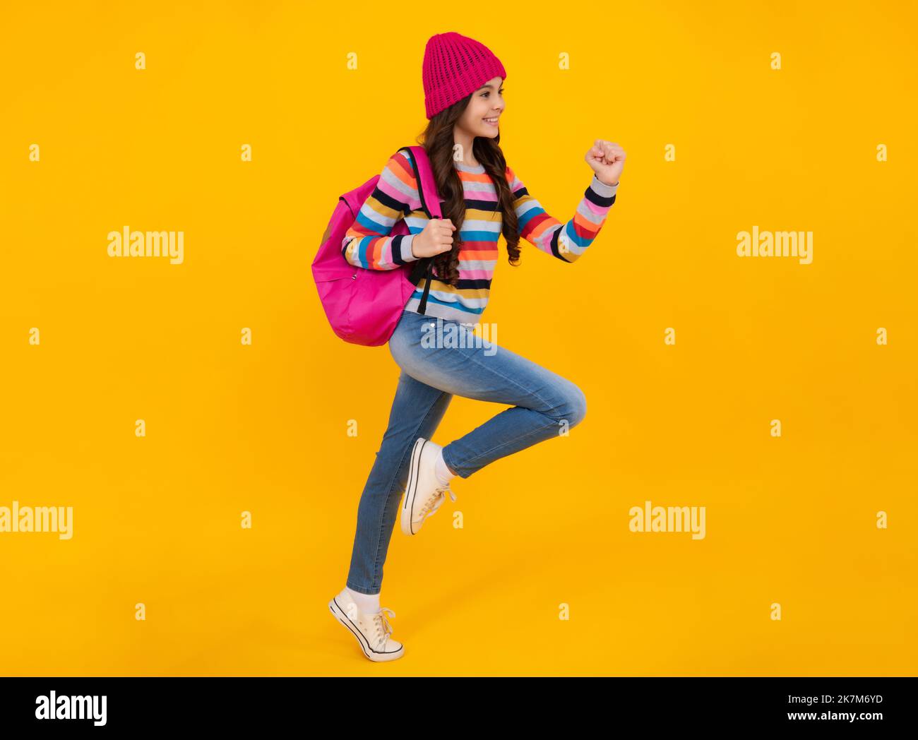 Autumn school holiday. Back to school. Teenager schoolgirl in autumn ...