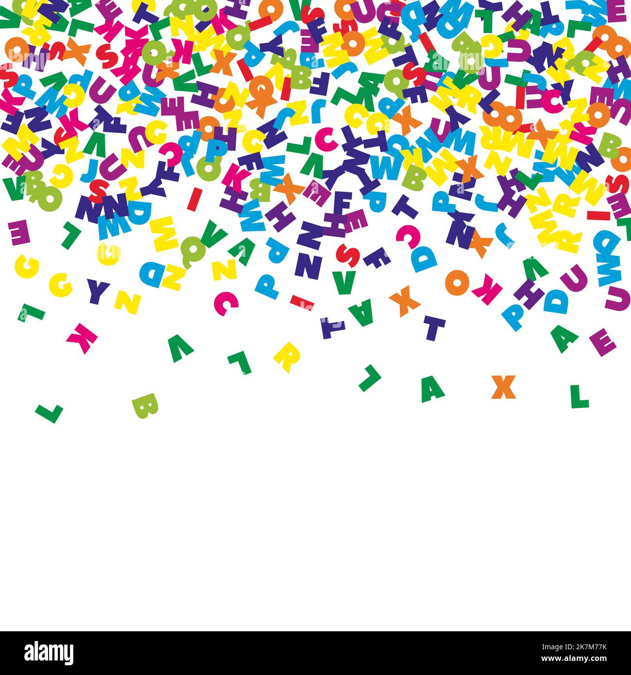 Falling letters of English language. Colorful flying words of Latin ...