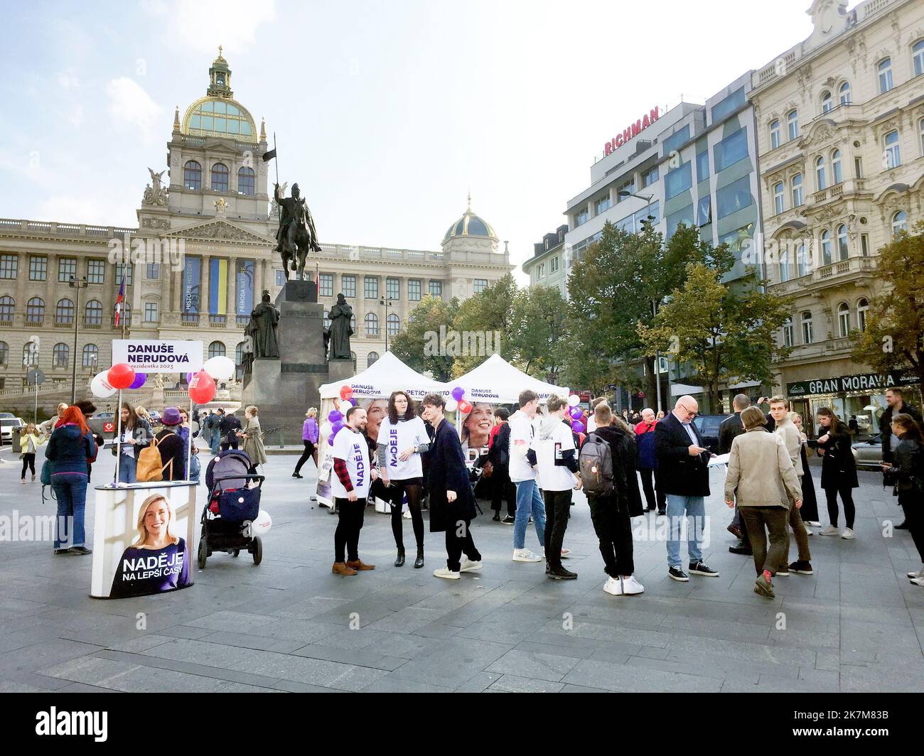 A stand for collecting signatures for former rector of Mendel ...