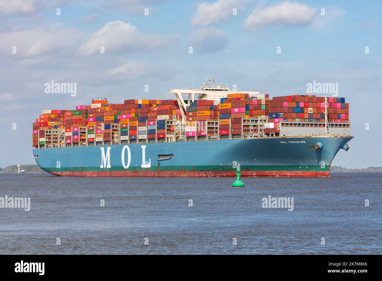 Stade, Germany – October 7, 2022: MOL TREASURE, container ship built in ... Stade, Germany – October 7, 2022: MOL TREASURE, container ship built in ...