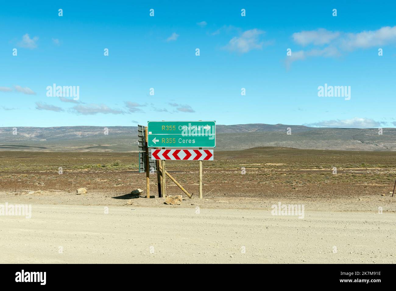 Junction between roads P2250 and R355 in the Tankwa Karoo of the ...