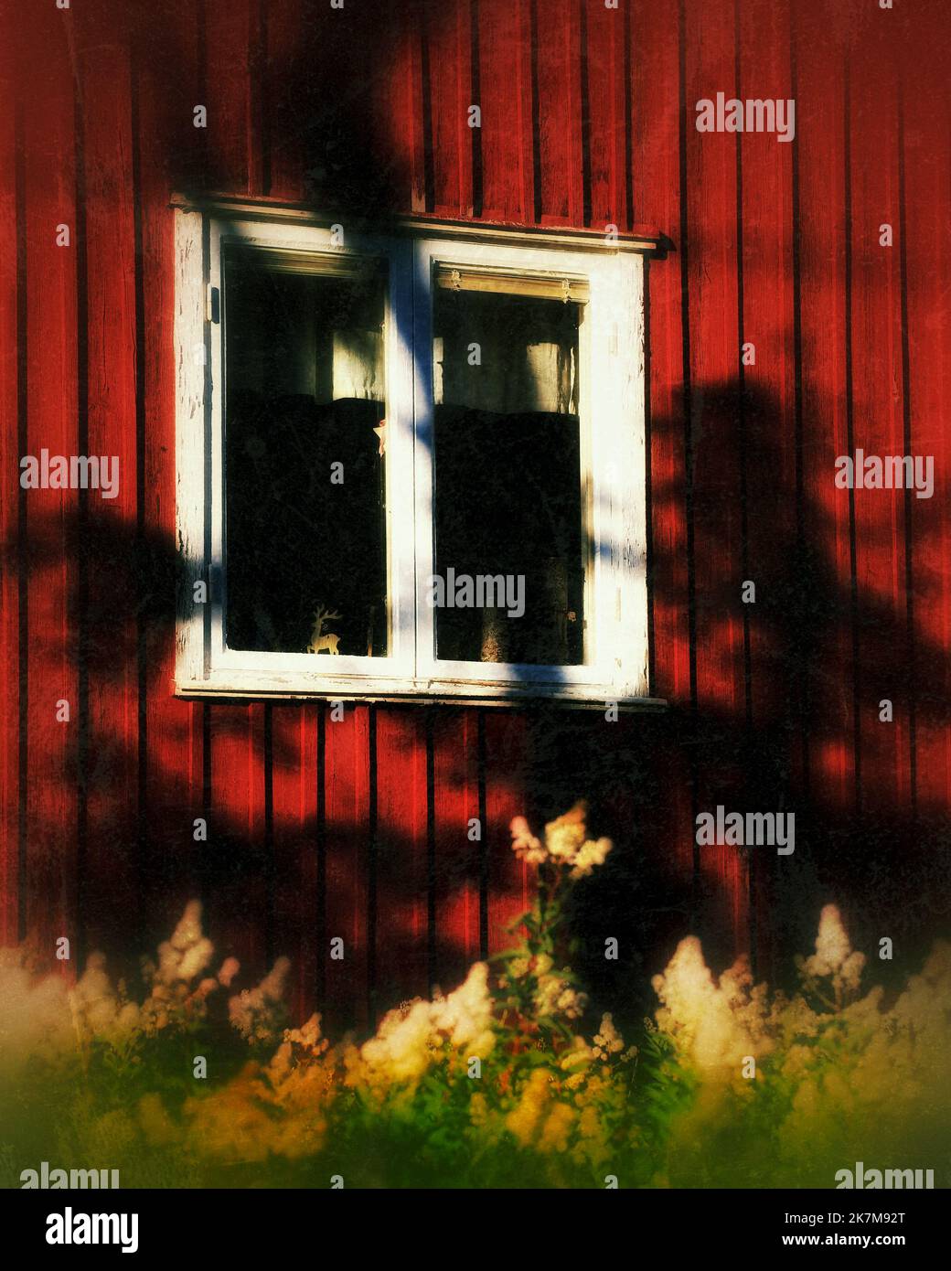 Grungy shot of a weathered window of northern Swedish farm house Stock ...