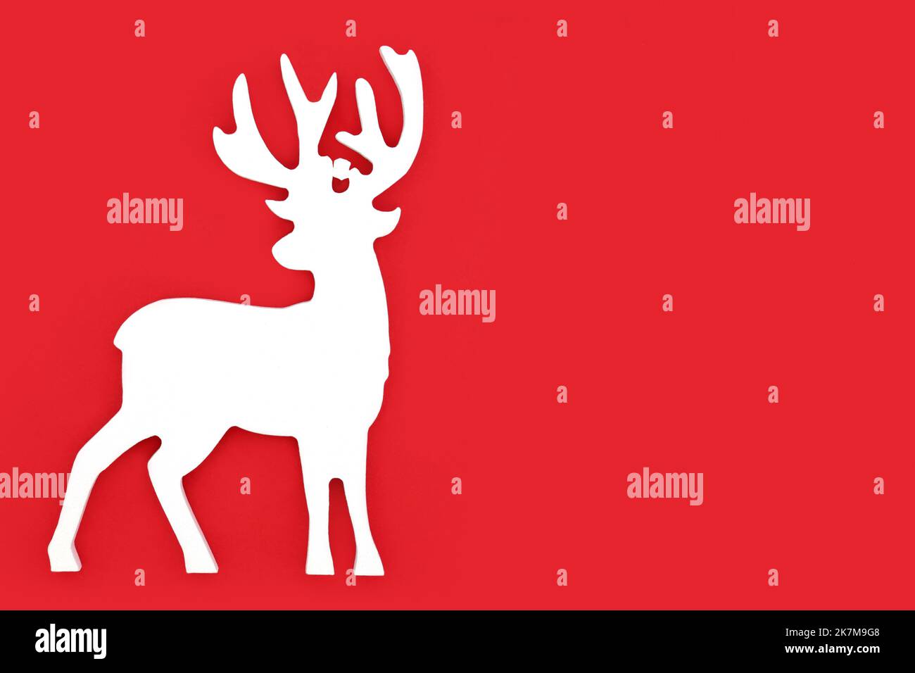 Christmas eve reindeer north pole festive minimal design on red ...