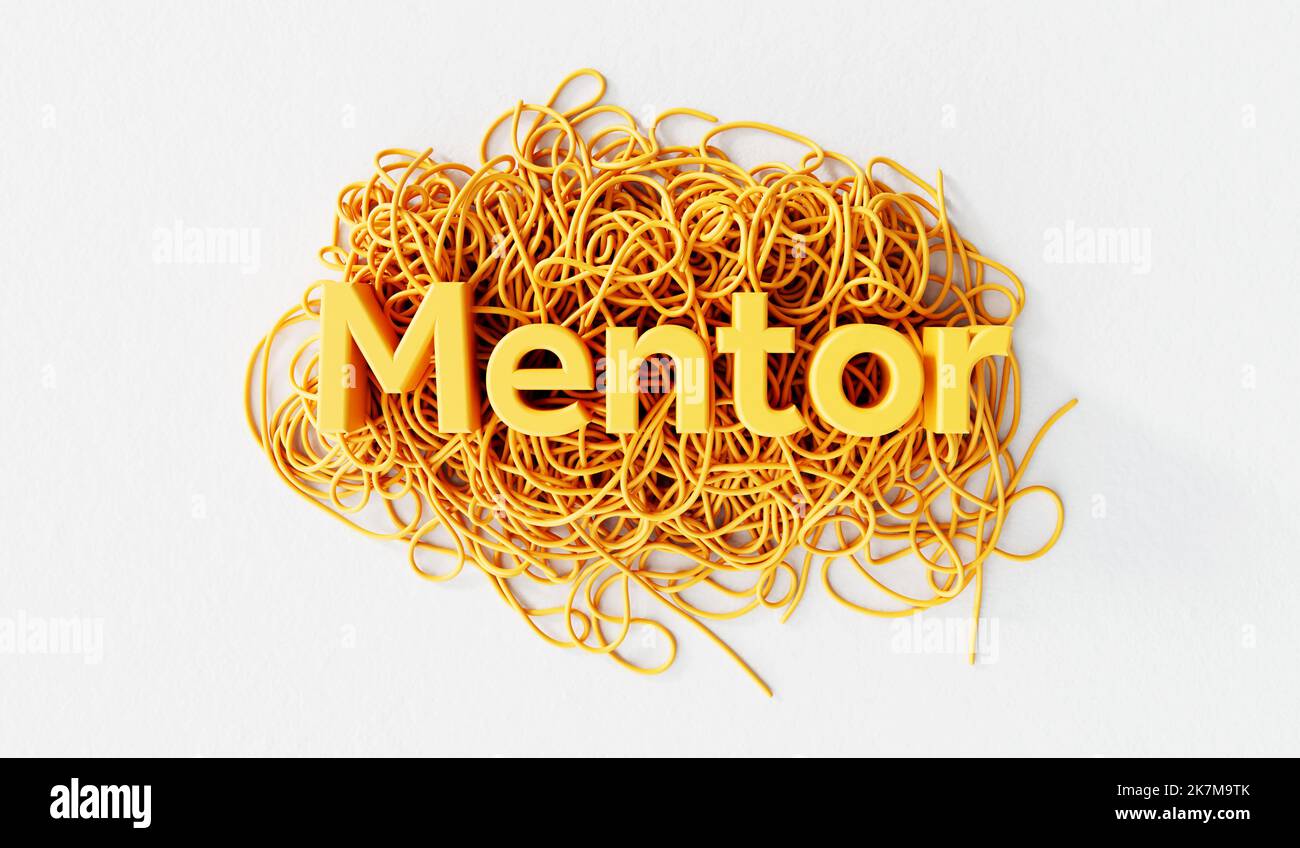 Mentor word on a tangled pile of string. mental health and personal ...
