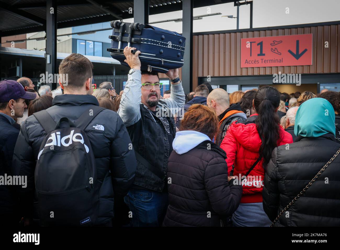 Illustration picture shows passengers waiting outside during a strike ...
