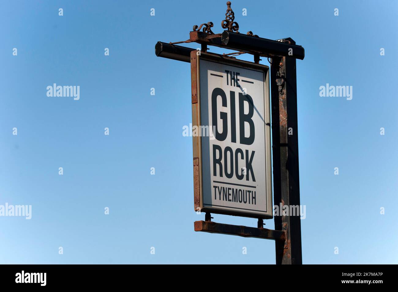 The Gib Rock pub sign, Tynemouth, Tyne and Wear Stock Photo - Alamy