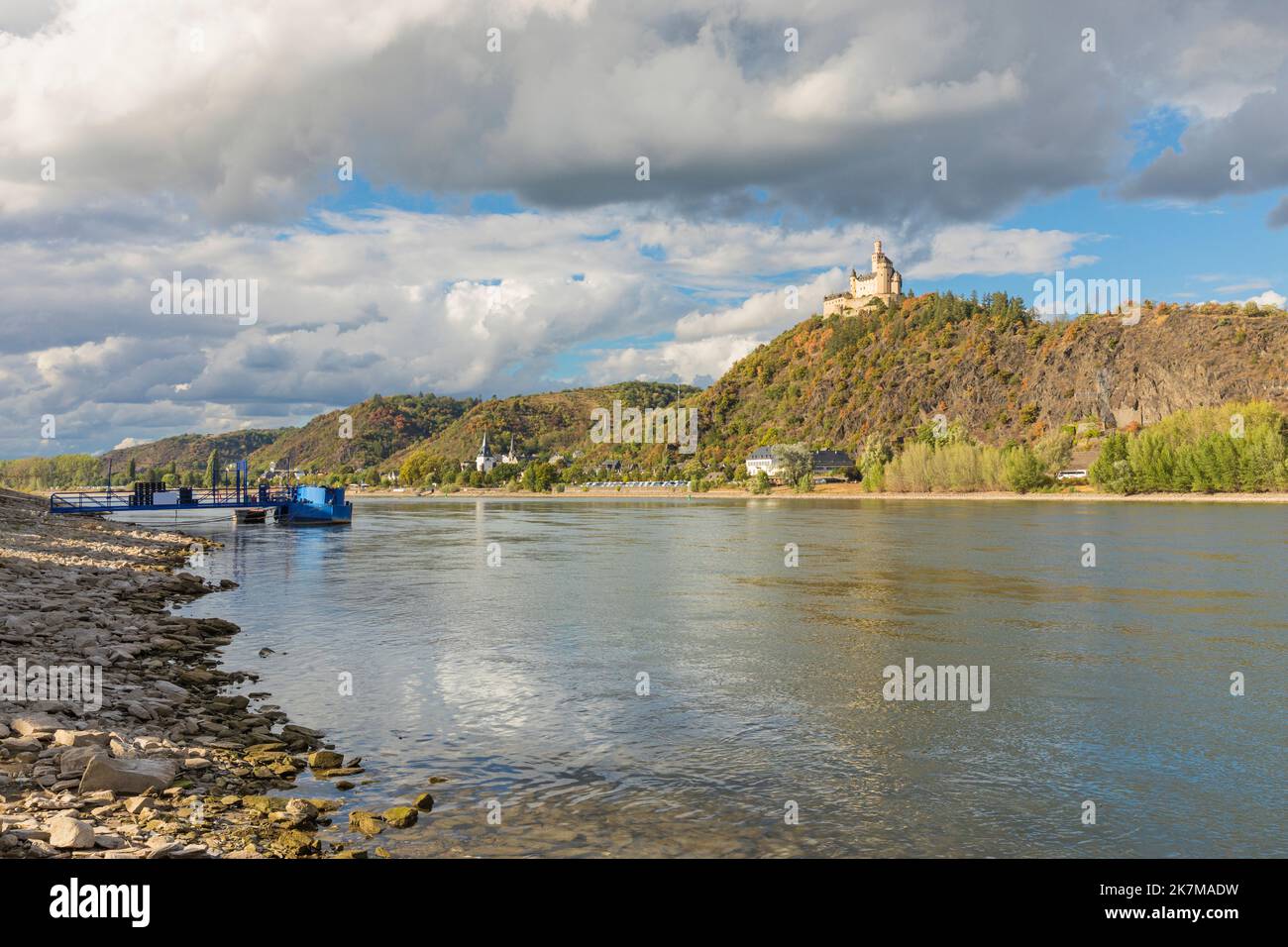 River Rhine at UNESCO World Heritage Site Upper Middle Rhine Valley in ...