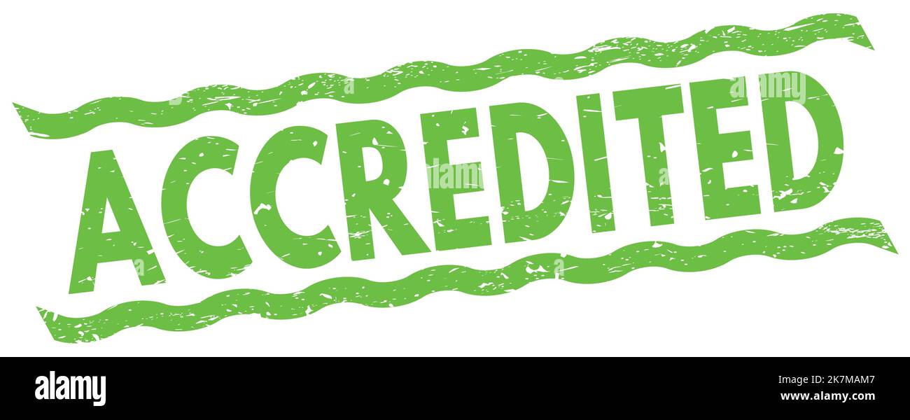 ACCREDITED text written on green lines stamp sign Stock Photo - Alamy