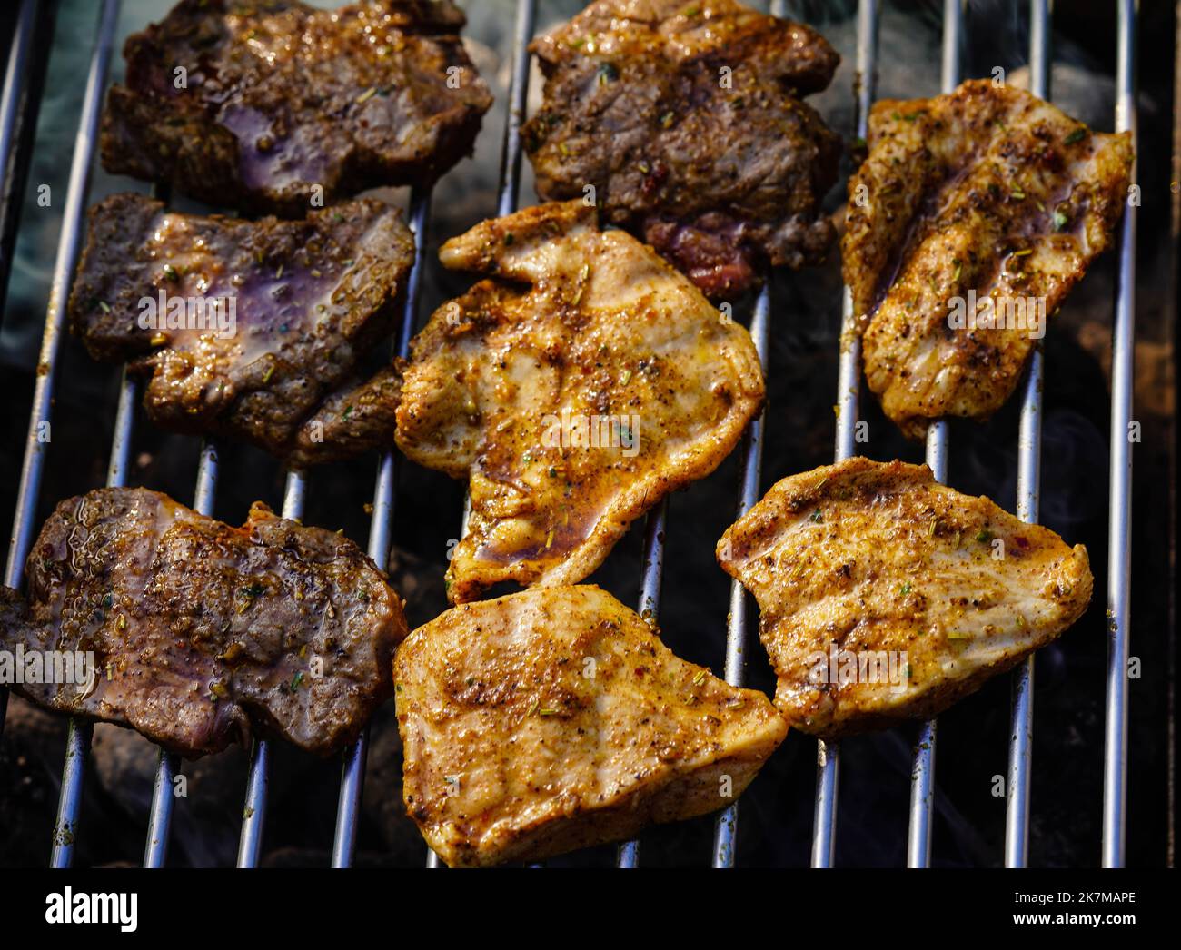grilled meat from the charcoal grill Stock Photo - Alamy