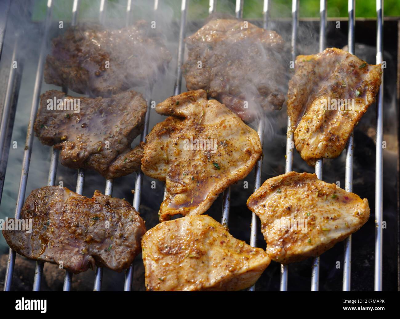 grilled meat from the charcoal grill Stock Photo - Alamy