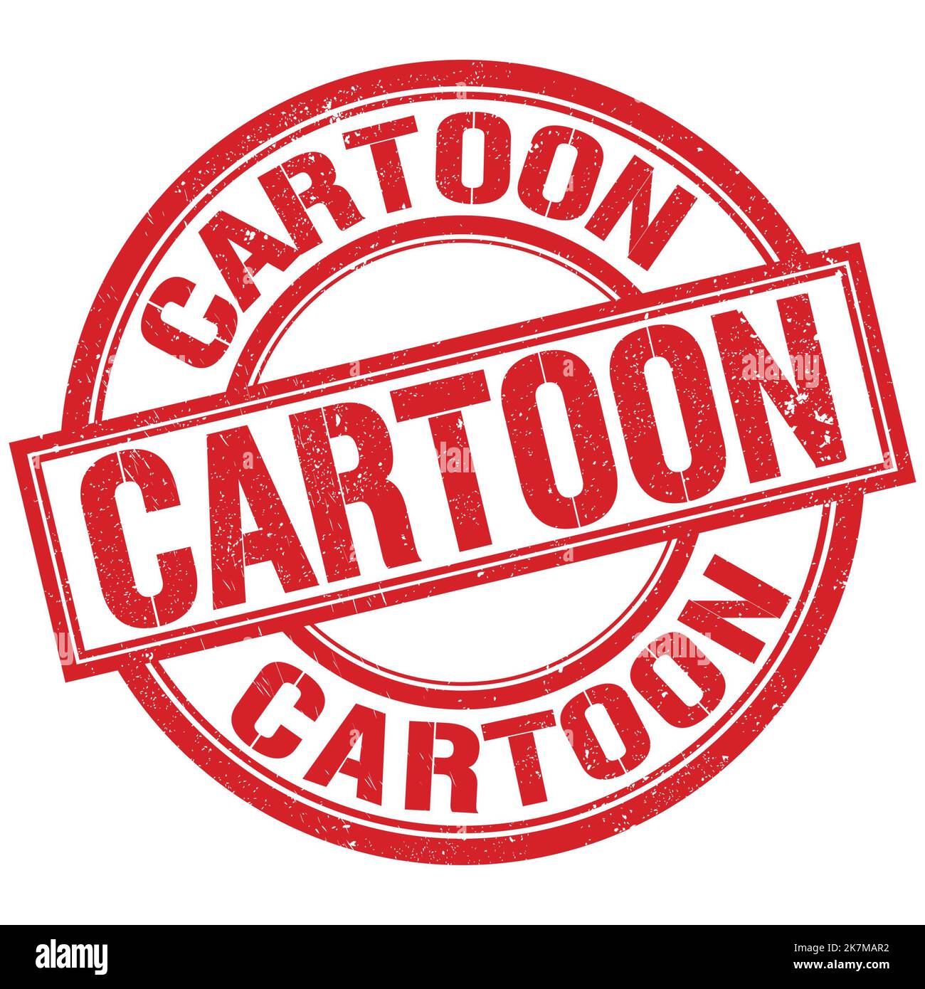 CARTOON text written word on red round stamp sign Stock Photo - Alamy
