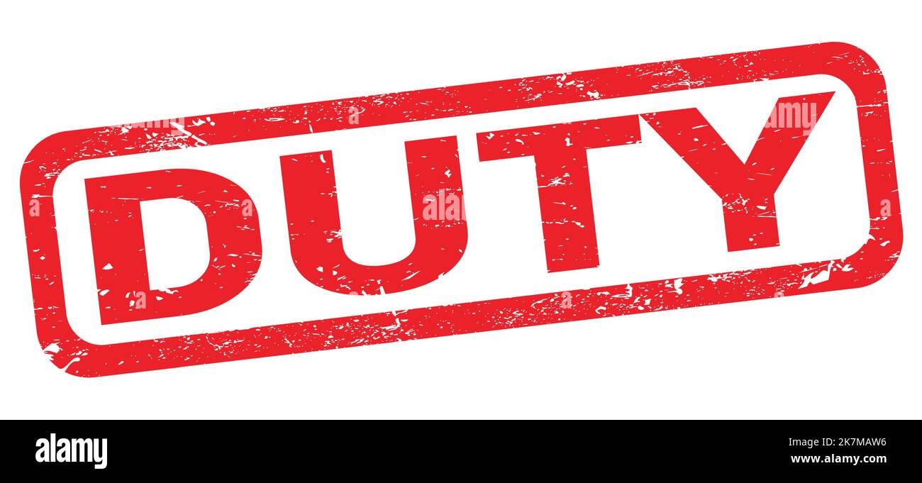 DUTY text written on red rectangle stamp sign Stock Photo - Alamy