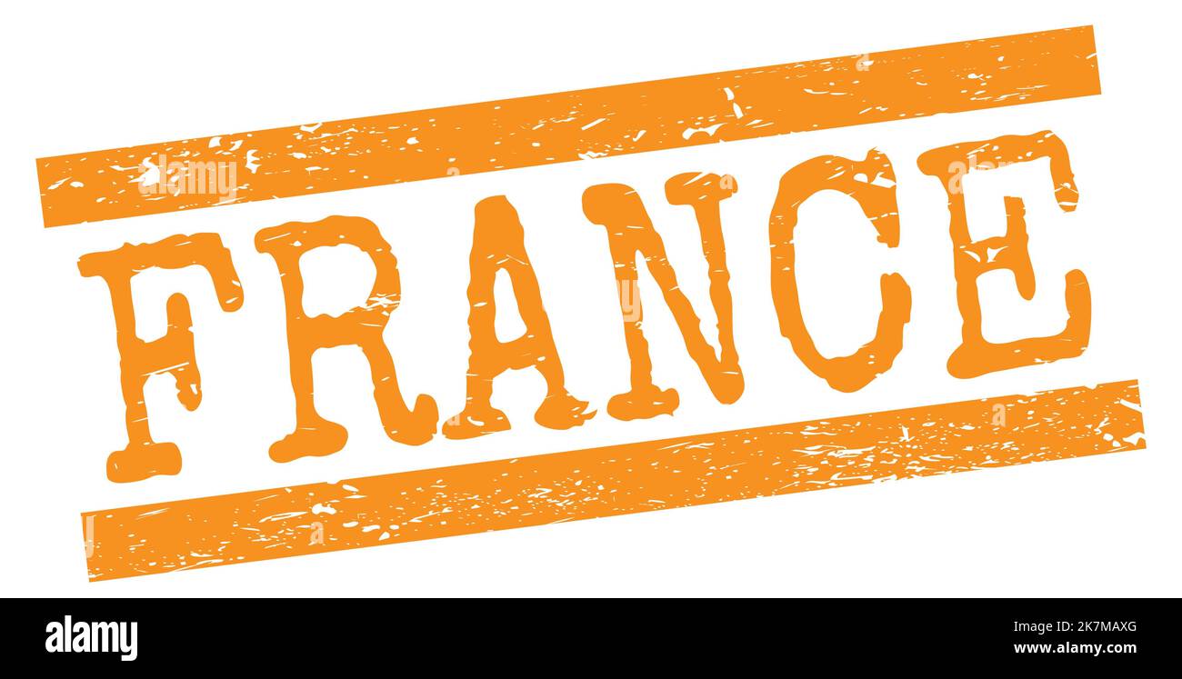 FRANCE text written on orange grungy lines stamp sign Stock Photo - Alamy