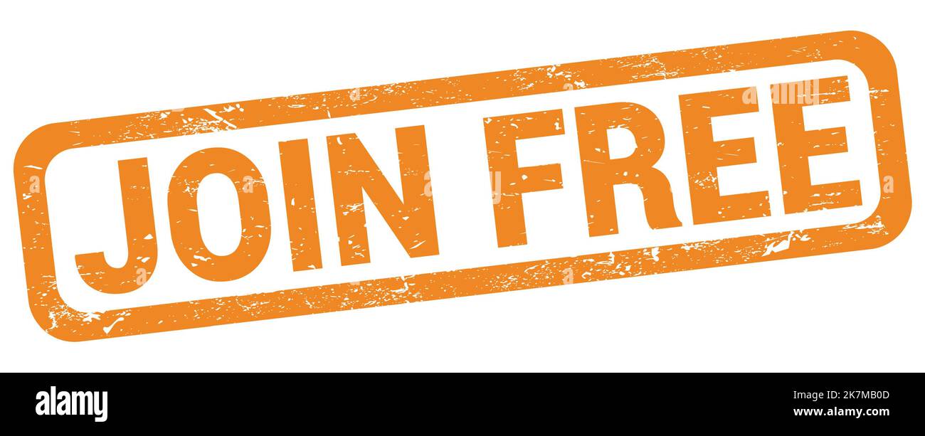 JOIN FREE text written on orange rectangle stamp sign Stock Photo - Alamy
