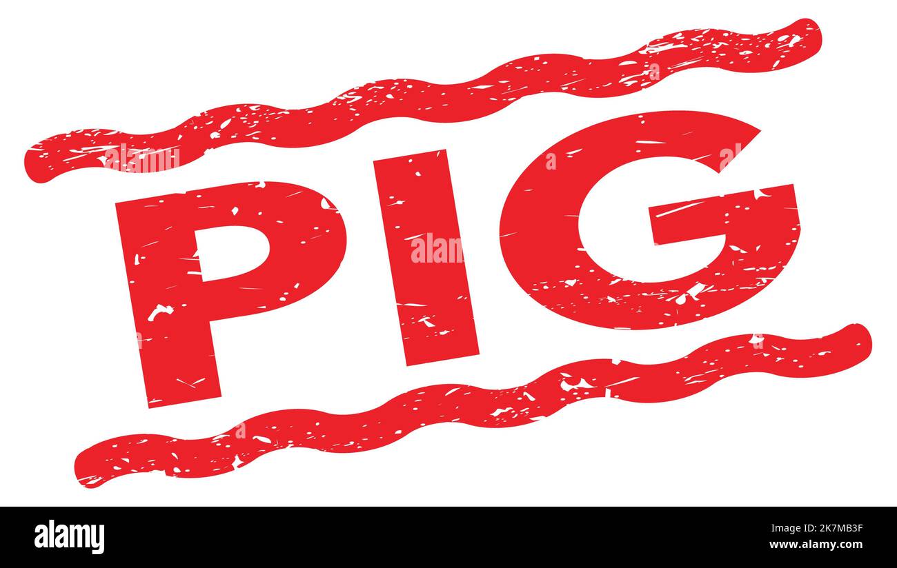 PIG text written on red lines stamp sign Stock Photo - Alamy