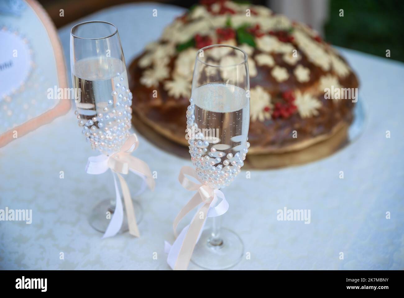 Wedding bread - loaf (cake). Wedding bread. A loaf is decorated with ...