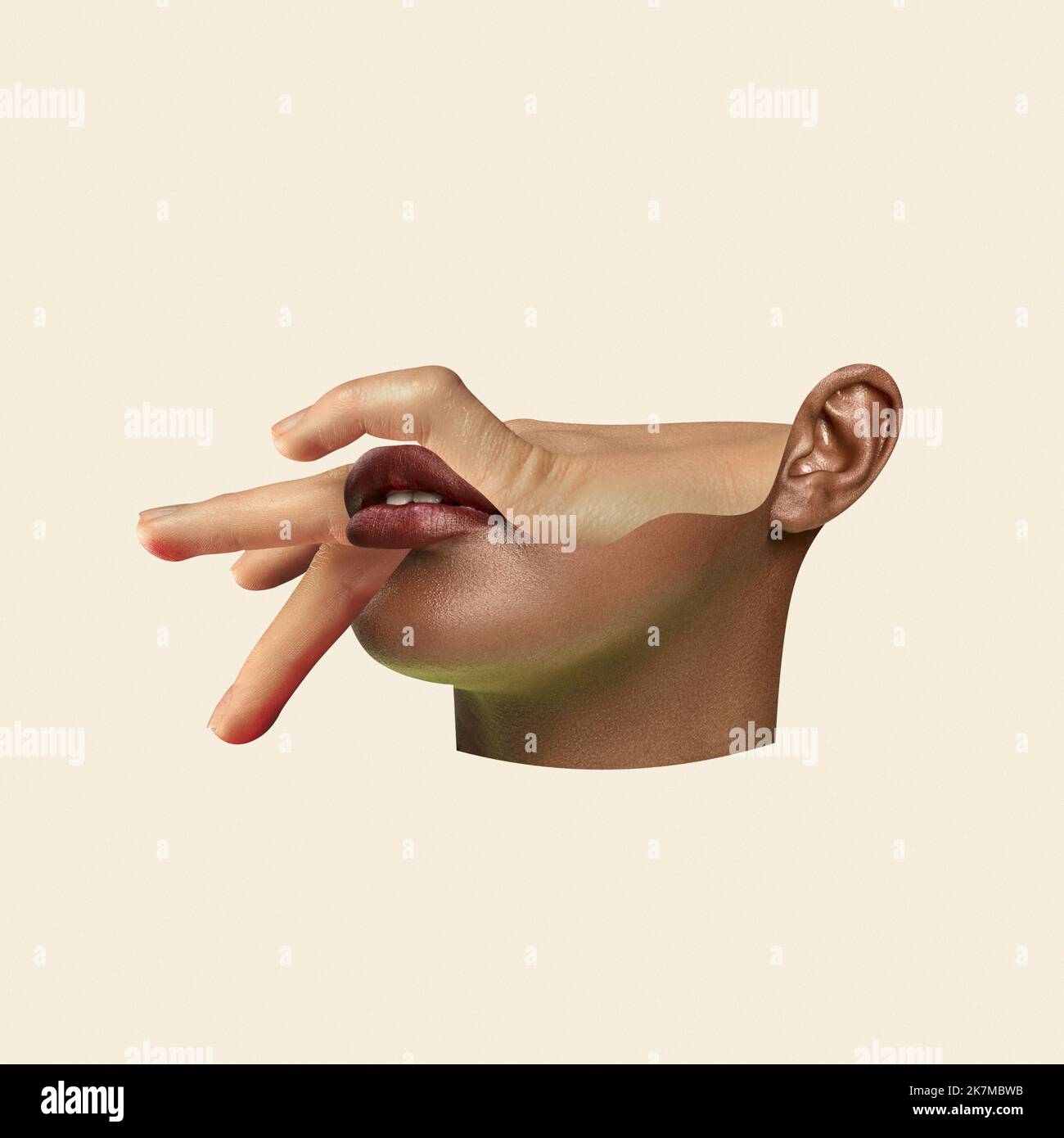 Part of female face and hand. Moral pressure, mental health ...