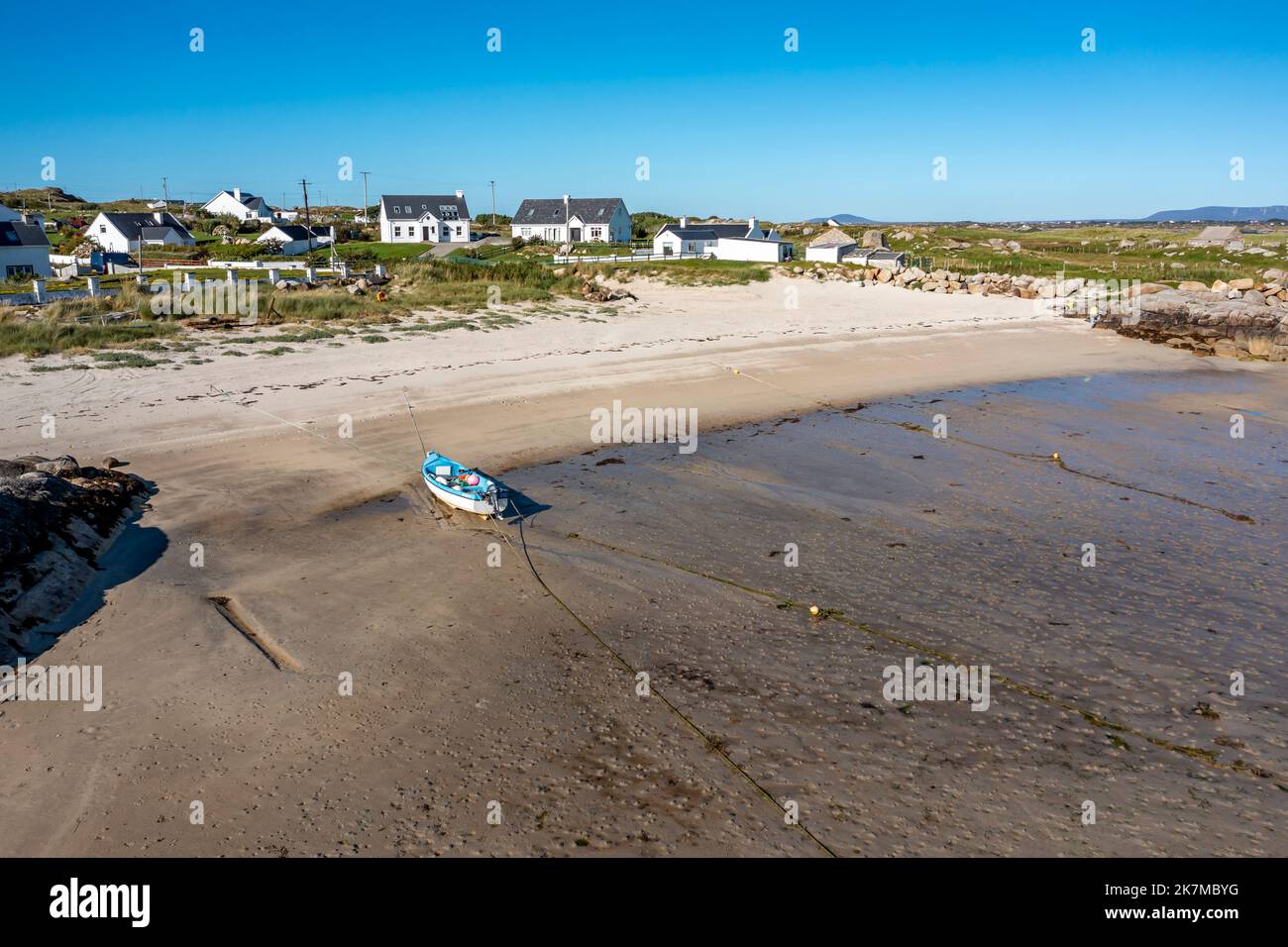 Aerial view of Cloughcorr beach on Arranmore Island in County Donegal ...