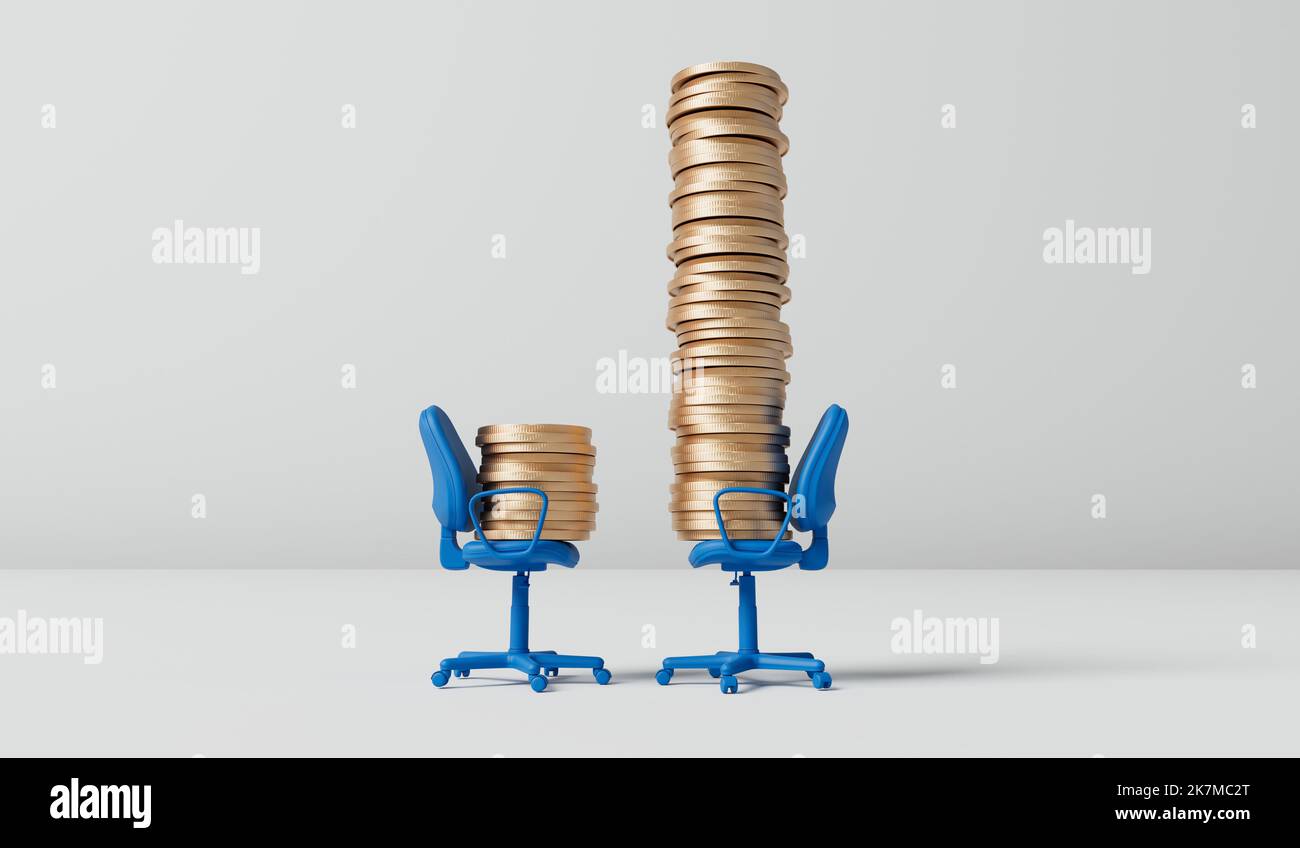 Office chair with a stack of coins. Career promotion wages and salary ...