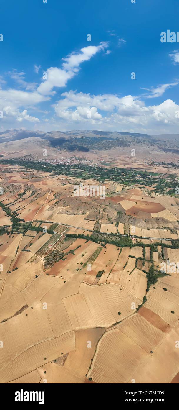 Farm fields Background Texture 4 K Aerial View 4K Turkey Antalya Stock ...