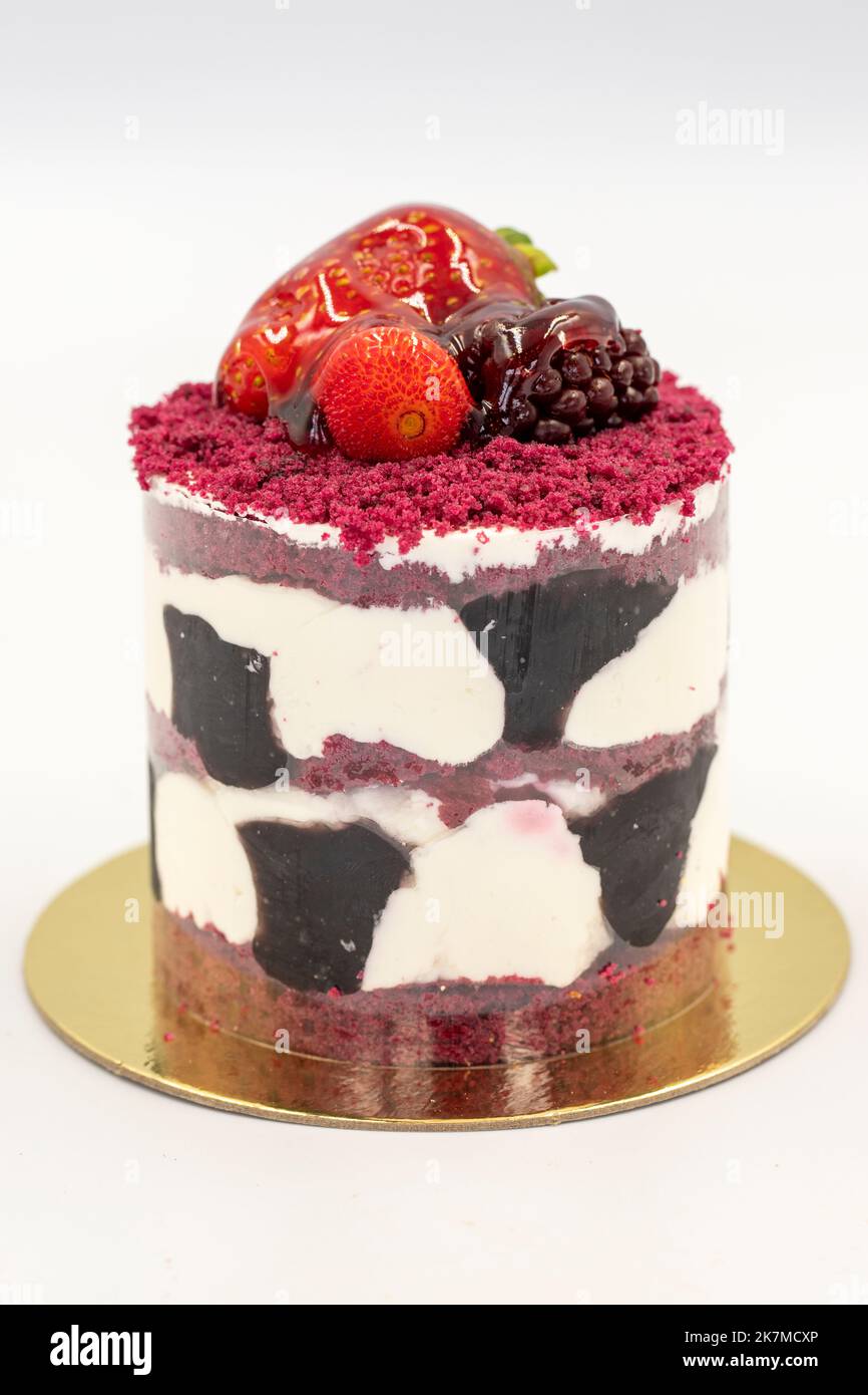 Forest fruit cake isolated on a white background. close up Stock Photo ...
