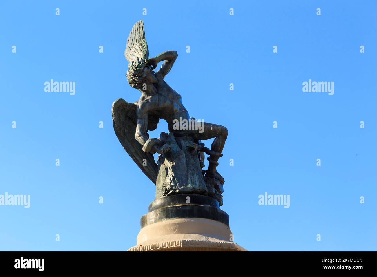 MADRID, SPAIN - MAY 24, 2017: This is the figure of the Fallen Angel on ...