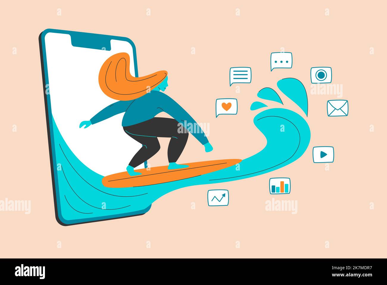 Girl with surfboard Stock Vector Images - Alamy