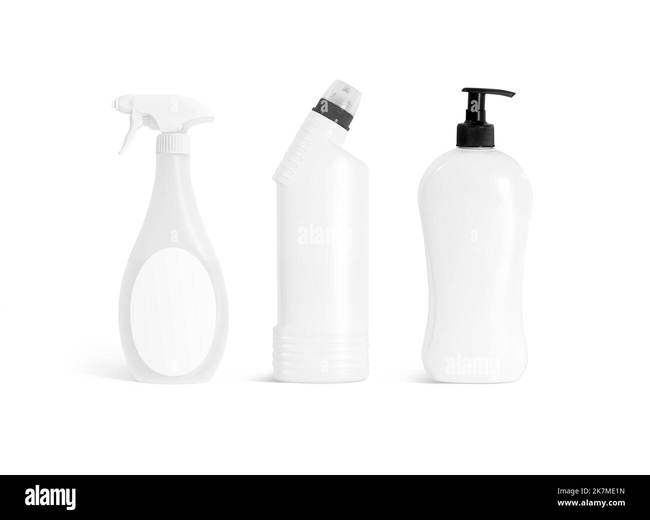 Blank white bottle with cleaning agent mockup, front view, 3d rendering ...