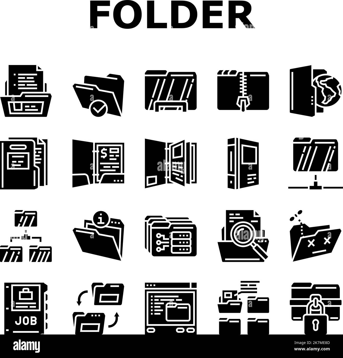 folder paper business file empty icons set vector Stock Vector Image ...